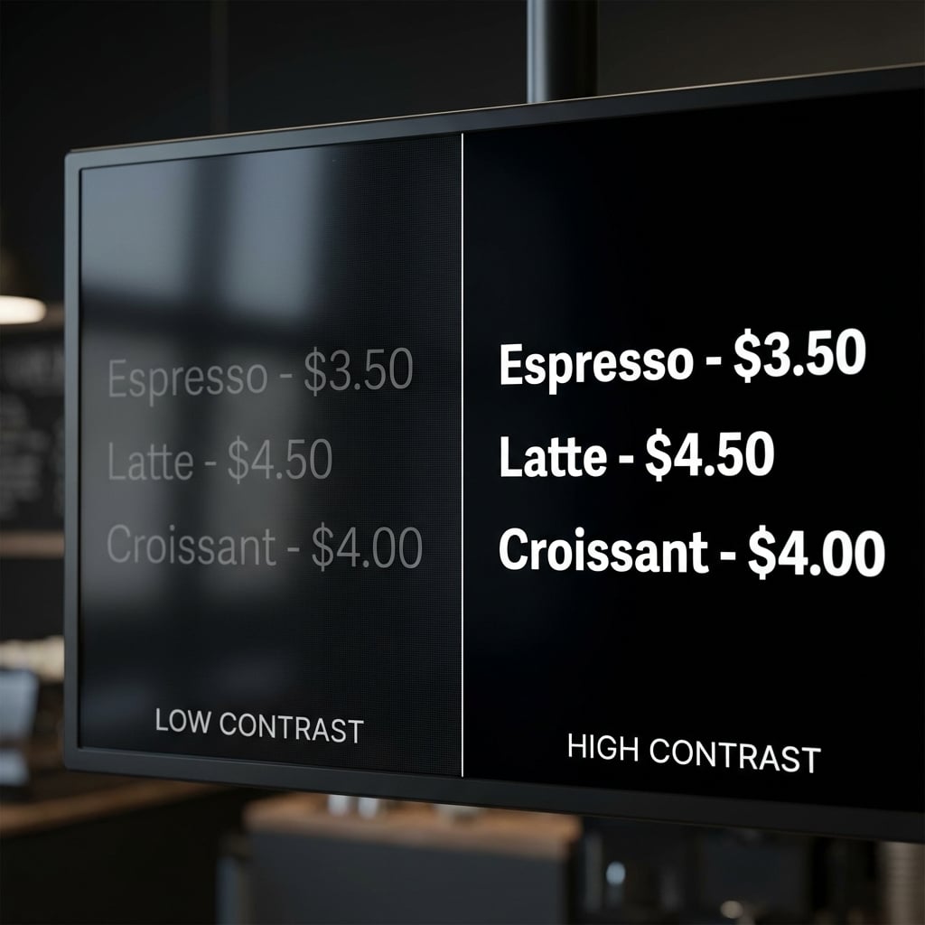 Digital Menu Legibility: Typography & Contrast Standards for QSR Signage